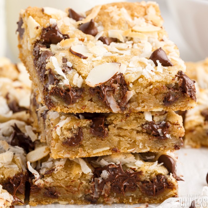 Easy Chocolate Chip Coconut Cookie Bars With Almonds
