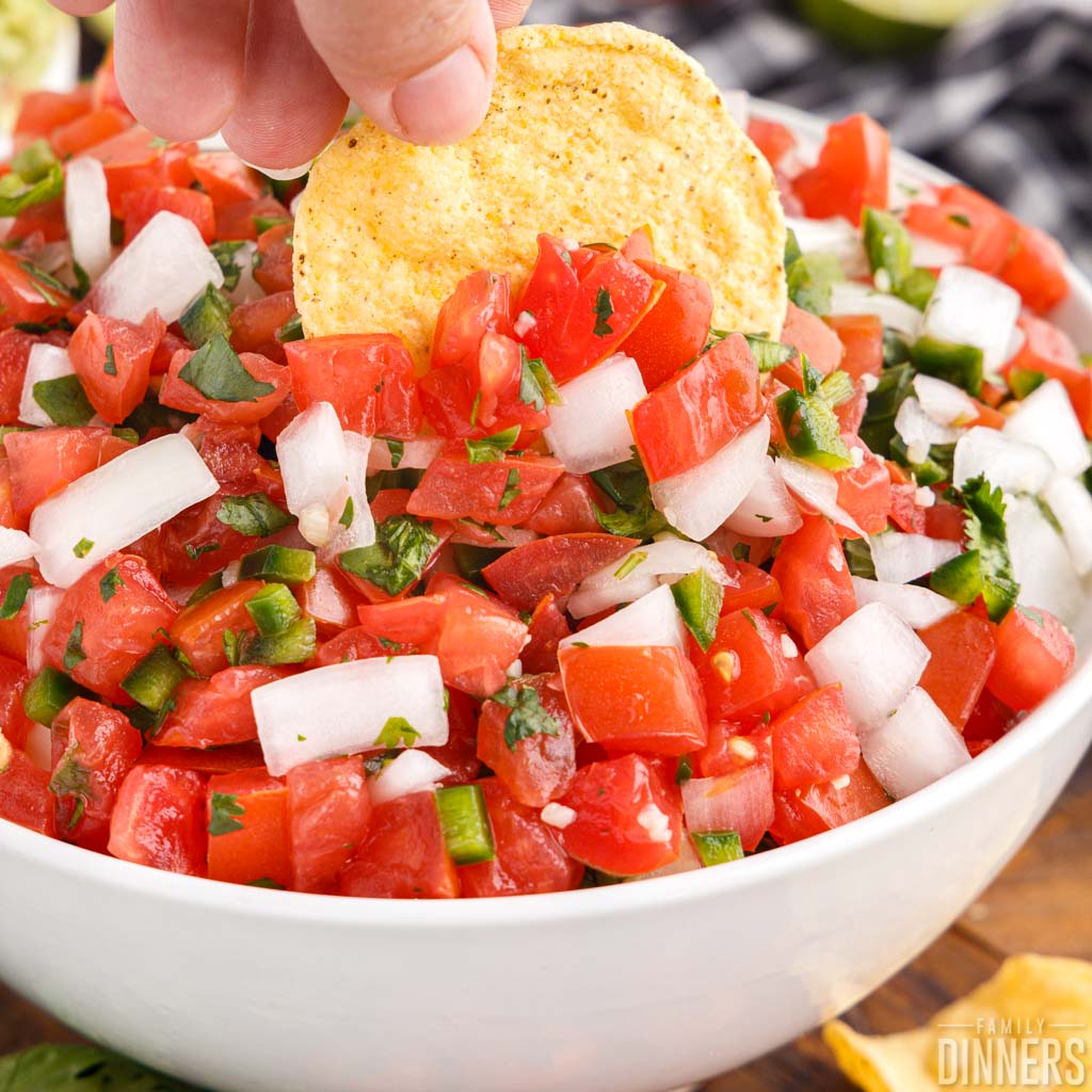Mild Pico de Gallo Salsa (Chipotle Copycat Recipe) - Family Dinners